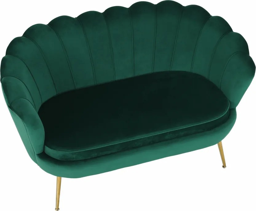 Lavice ve stylu Art-deco, smaragdová Velvet látka / gold chrom-zlatý, NOBLIN