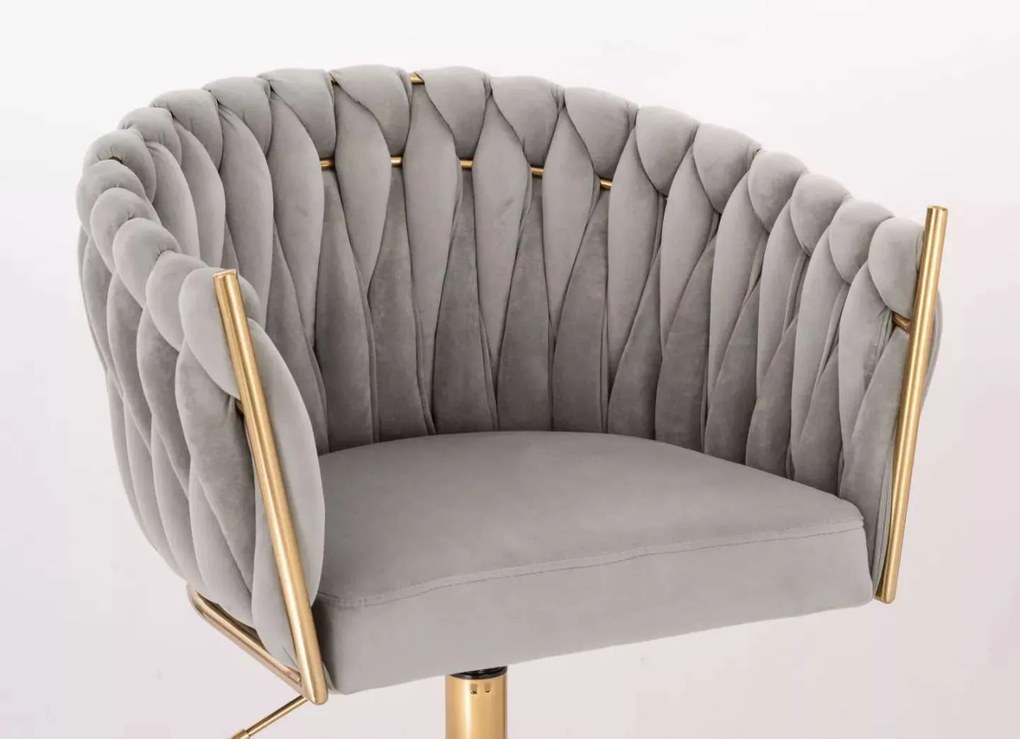 LuxuryForm DESIGN Otočná židle NORDEN VELUR na zlatém talíři - světle šedá