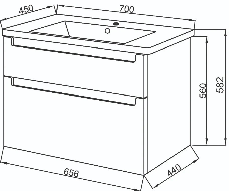 Lavedo Eliba II 70 koupelnová skříňka s umyvadlem, závěsná