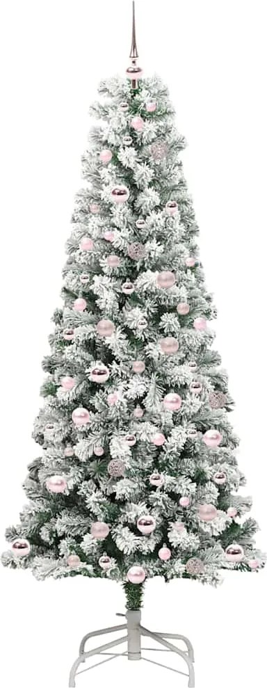Umělý Skládací Vánoční Strom 300 LED Zelená a bílá 210 cm 3395606
