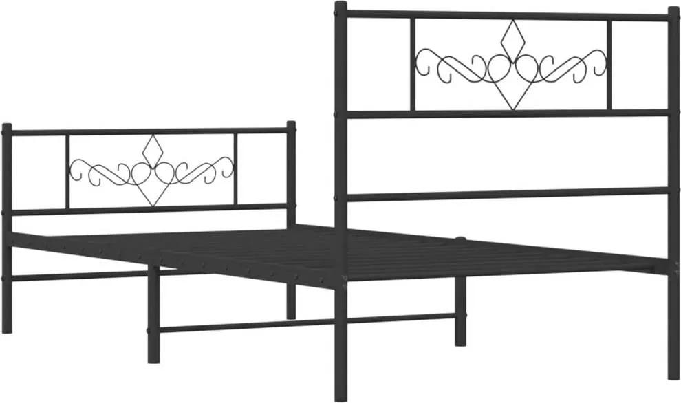 vidaXL Kovový rám postele s hlavovým a nožním čelem 107 x 203 cm [355281] Barva: Bílá