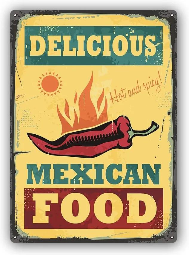 CARO Kovový obraz - Retro - Mexican Food 40x60 cm