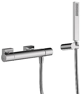 TRES - Termostatická sprchová baterieRuční sprcha s nastavitelným držákem, proti usaz. vod. kamene. Flexi hadice SATIN. (21116409)