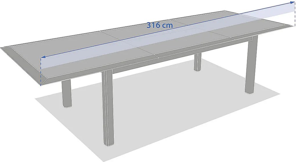 DEOKORK Hliníkový jídelní stůl MADRID 216/316x115 cm (cappuccino)