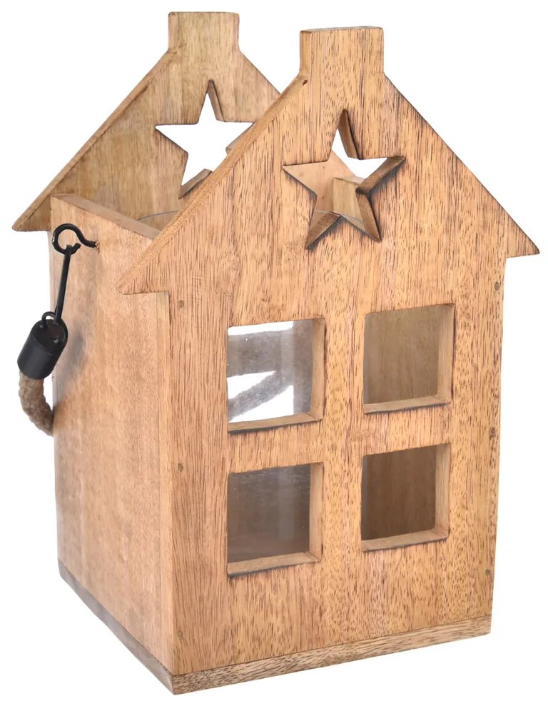 4Home Lucerna z mangového dřeva Shining Star, 18 x 15 x 25 cm