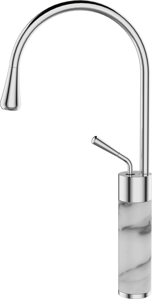 Invena Gabro, vysoká umyvadlová baterie, bílá-chromová, INV-BU-33-W02-V