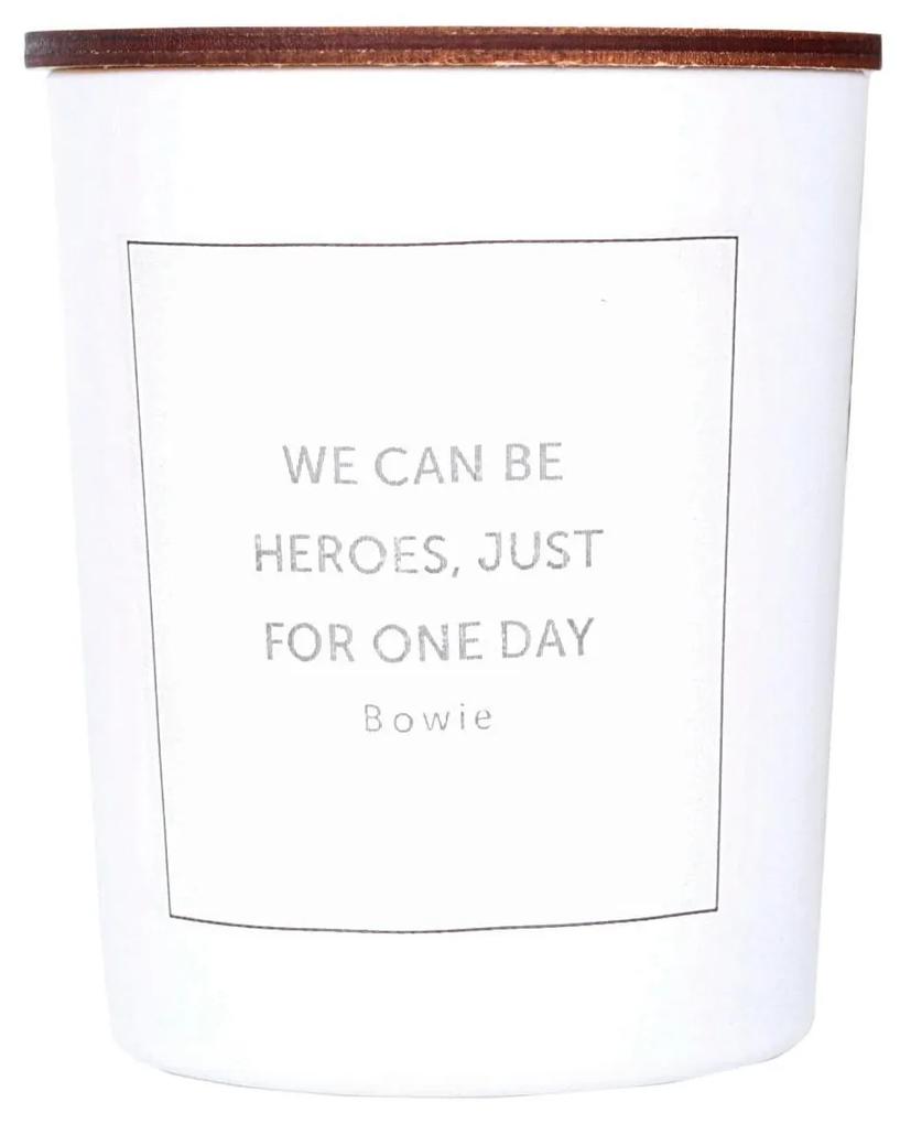 Love Inc. Bílá svíčka Heroes - peprmint a eucalyptus, bílá barva, sklo, dřevo, vosk