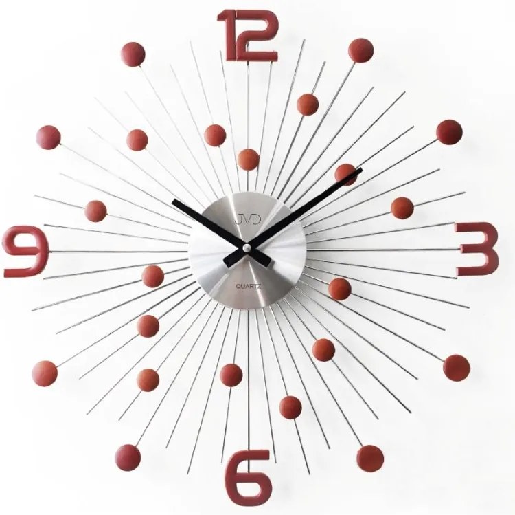 Luxusní moderní kovové hodiny JVD HT074.3 s červenými prvky POŠTOVNÉ ZDARMA!!