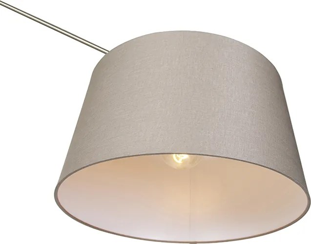 Moderní stojací lampa ocel s tmavě hnědým stínítkem 45 cm - Editor