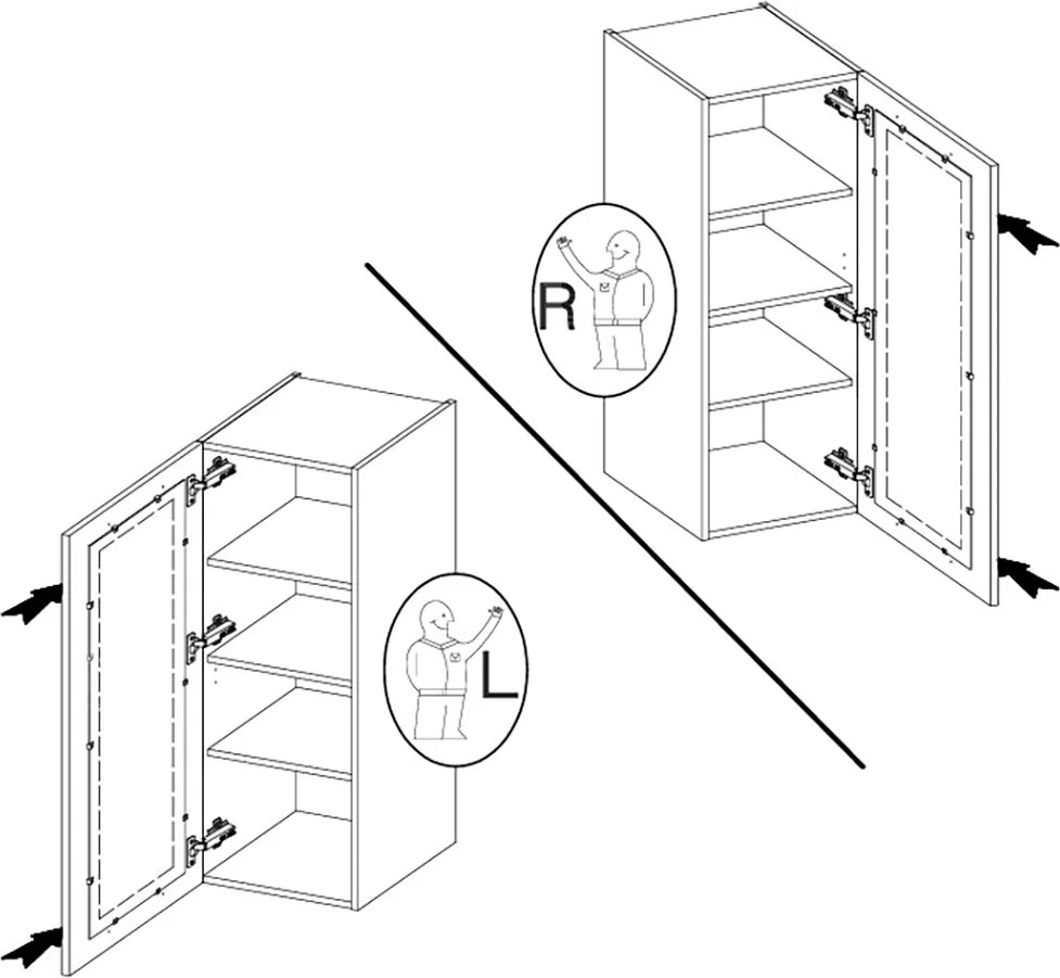 LUNA sa | horní skříňka 40 GS-108 1F s policemi | 40 cm | EXTRA VYSOKÁ | UNI dvířka | artisan/světle šedá