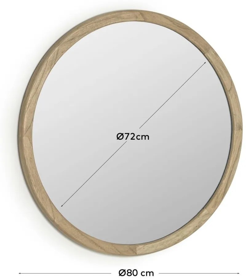 Nástěnné zrcadlo s dřevěným rámem ø 80 cm Alum – Kave Home