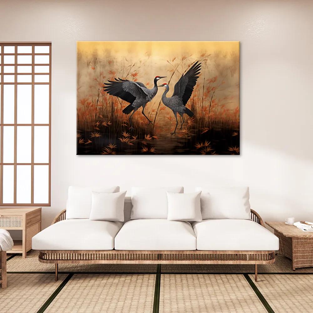 Gario Obraz na plátně Jeřáby v rákosí Rozměry: 60 x 40 cm