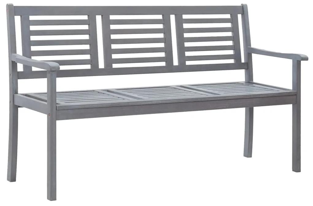 3místná zahradní lavice s poduškou 150 cm šedá eukalyptus - Default Title