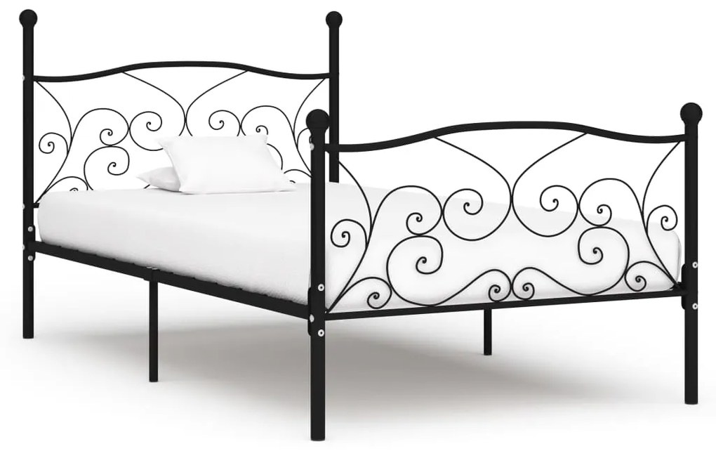 284455 vidaXL Rám postele s laťkovým roštem černý kov 100 x 200 cm