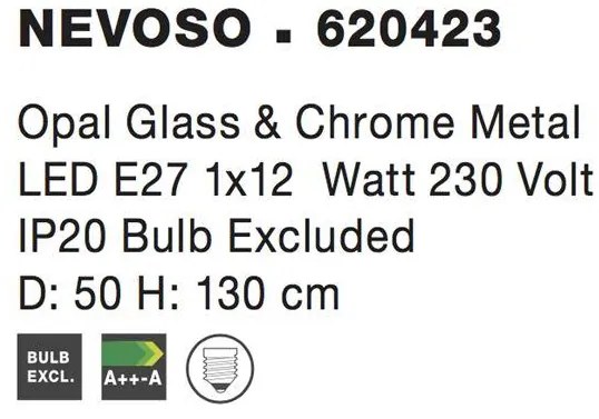 Nova Luce Závěsné svítidlo NEVOSO opálové sklo, 50cm, E27 1x12W Barva: Bílá