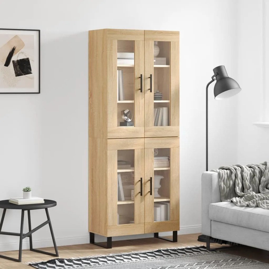 vidaXL Skříň highboard 69,5 x 34 x 180 cm kompozitní dřevo [3198297] Barva: bílá s vysokým leskem