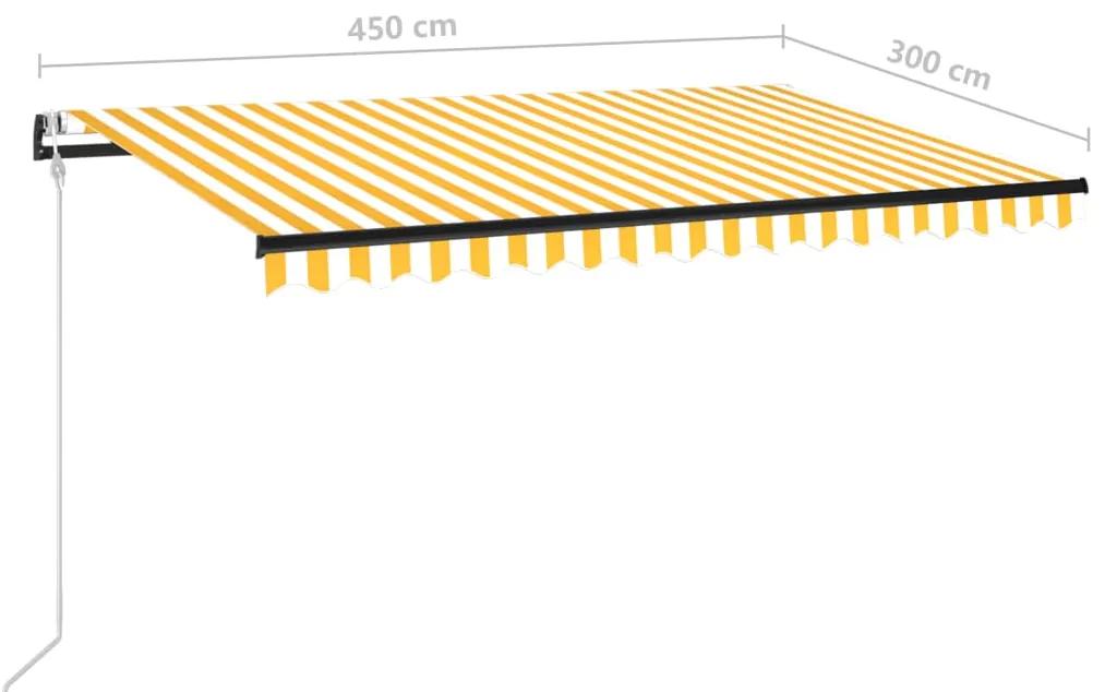 Automatická zatahovací markýza 450 x 300 cm žlutobílá,  3069128