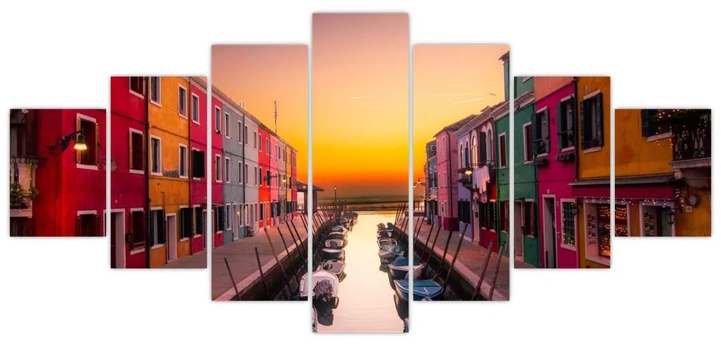Obraz - Západ slunce, ostrov Burano, Benátky, Itálie (210x100 cm)