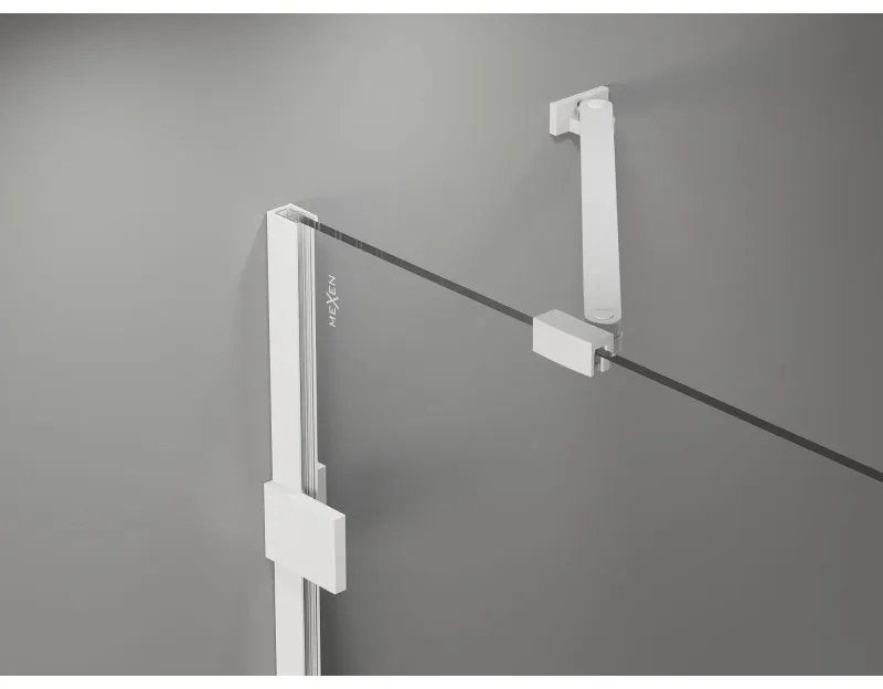 Mexen Lunar-B, výklopný sprchový kout levý 100 x 70 cm, 8mm čiré sklo, bílý profil, 832-100-070-20-00-L