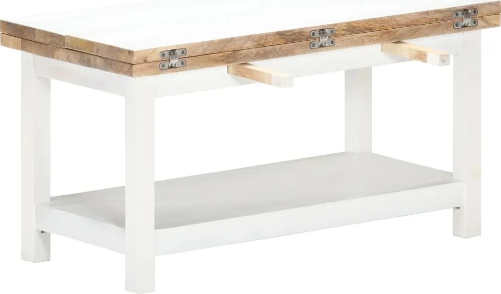 vidaXL Rozkládací konferenční stolek bílý 90x(45–90)x45 cm mangovník [286375]