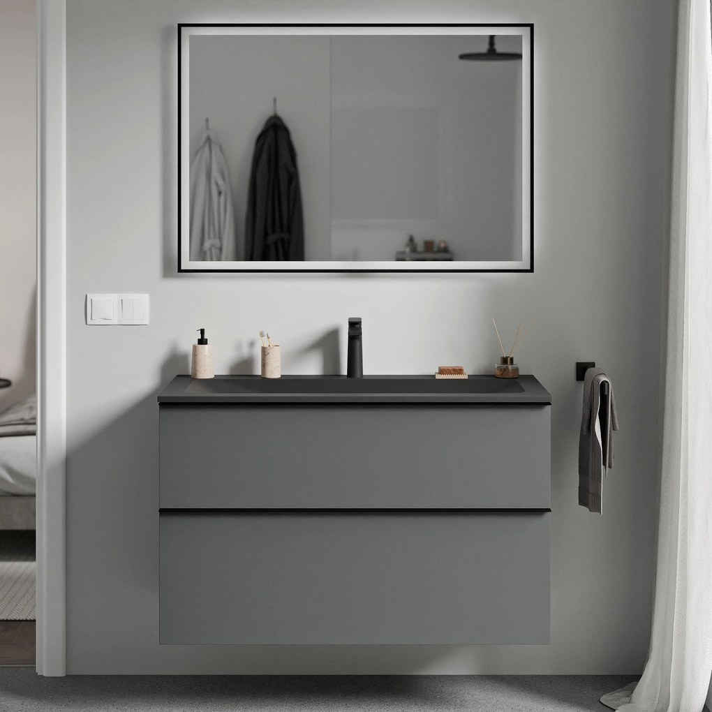 Koupelnová skříňka LAVOA 100 cm s umyvadlem z minerálního odlitku CREAM
