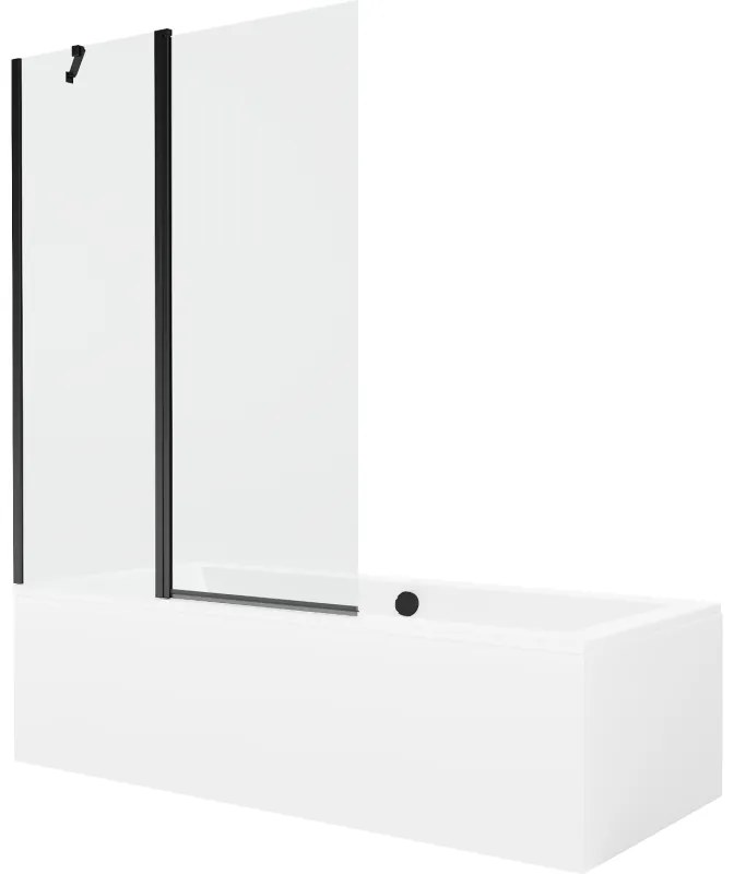 Mexen Cube obdélníková vana 180 x 80 cm s pláštěm 1-křídlovou zástěnou 120 cm, Průhledné, Černá - 550518080X9412117000