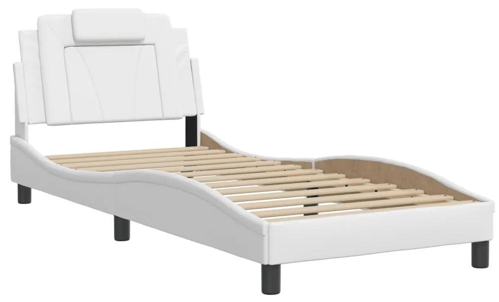 vidaXL Rám postele s čelem bílý 90x190 cm umělá kůže