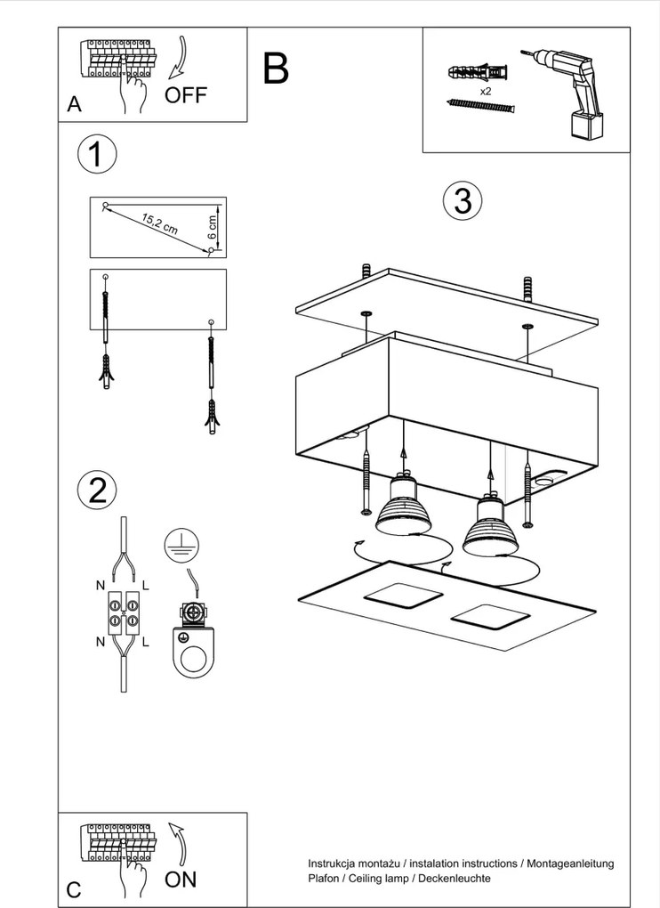Sollux Lighting Stropní svítidlo MONO 2 bílé