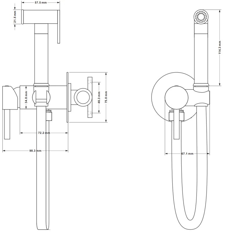 Mexen Elba, podomítková bidetová baterie s ruční sprškou, zlatá lesklá, 7599250-50