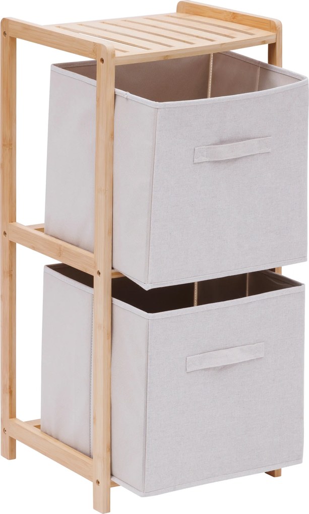 Bambusový regál TIDY se dvěma látkovými boxy, 34,7 x 33 x 77,5 cm