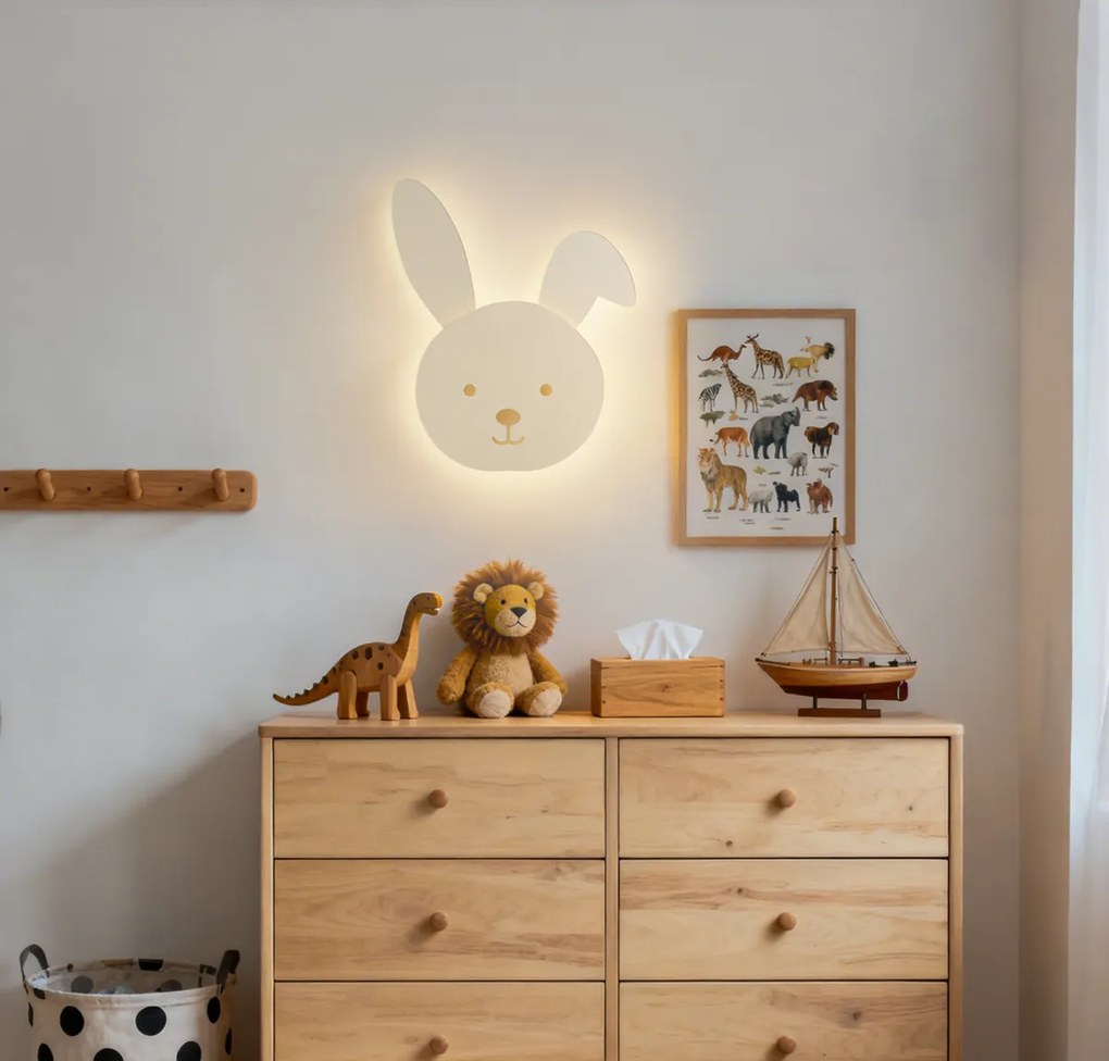 Dětské nástěnné svítidlo béžové vč. LED 3-stupňové stmívatelné - Benny the Bunny