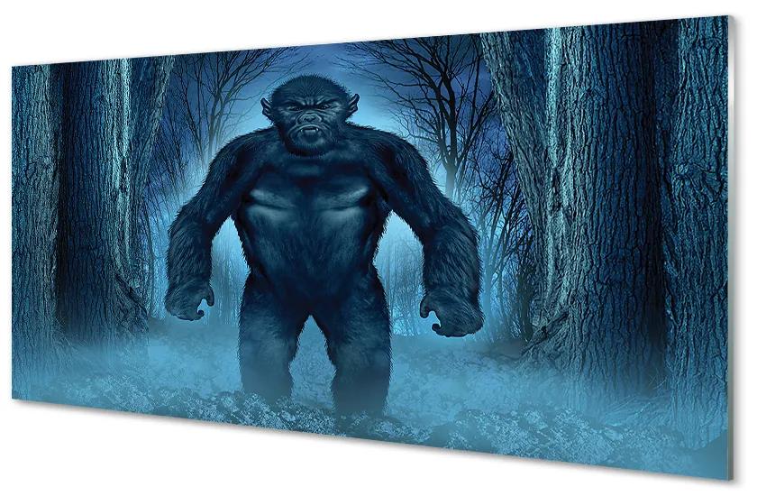 akrylový obraz Gorila lesní stromy 125x50 cm