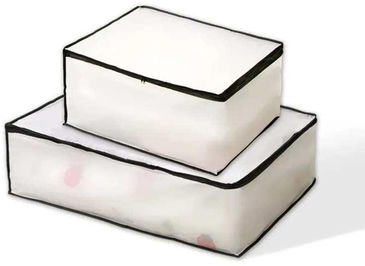 Arte Regal Textilní úložný box na uschování oblečení a ložního prádla, WHITE KIPIT, 80x45x15, bílý
