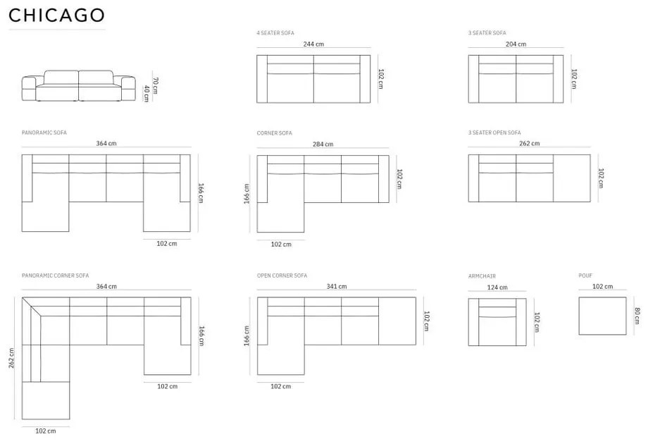 Světle šedá rohová pohovka (levý roh) Chicago – Cosmopolitan Design