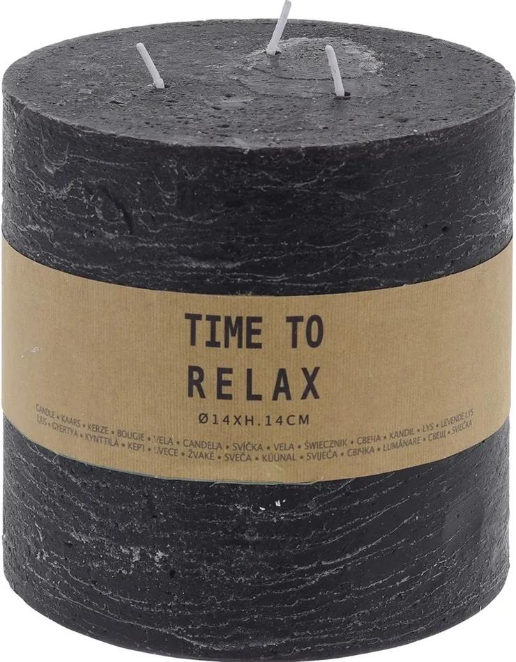 Dekorativní svíčka Time to relax černá, 14 cm