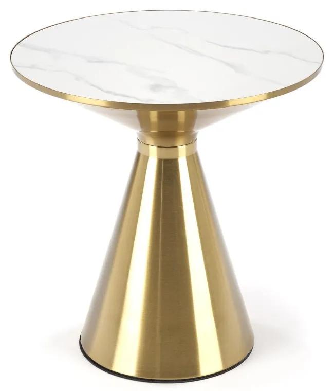 Konferenční stolek TRIBECA (Bílý mramor / Zlatá)