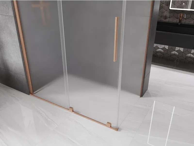 Mexen Velar, sprchový kout s posuvnými dveřmi 150 x 75 cm, 8mm sklo námraza, měděná matná, 871-150-075-31-65