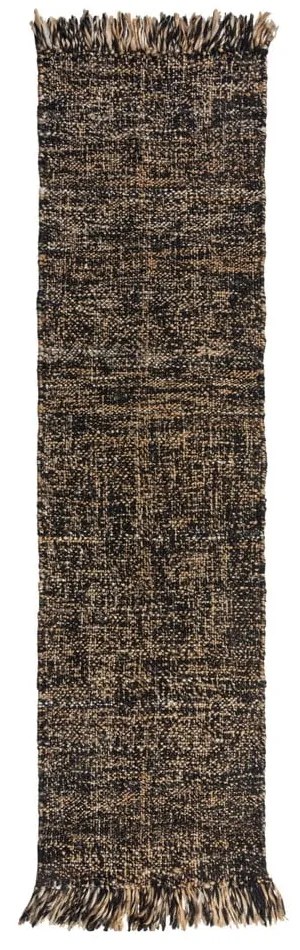 Černý jutový běhoun Flair Rugs Idris, 60 x 230 cm