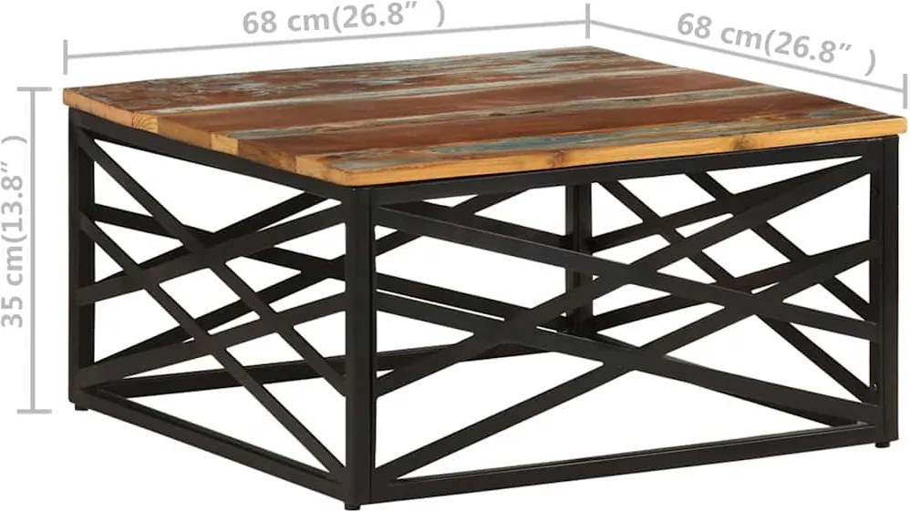 Konferenční stolek 68 x 68 x 35 cm masivní recyklované dřevo 330075