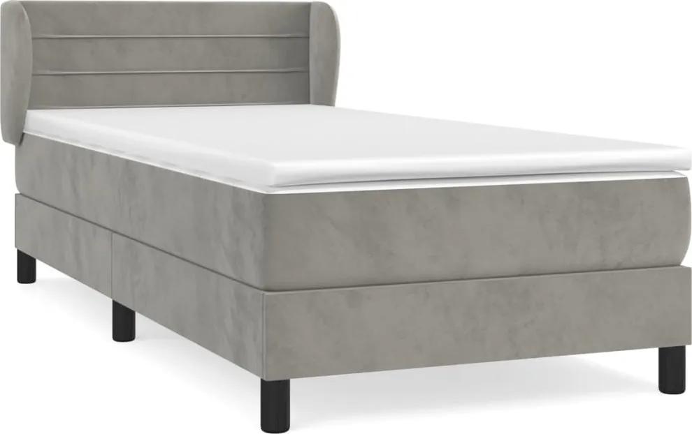 vidaXL Box spring postel s matrací 100x200 cm samet [3127540] Barva: světle šedá