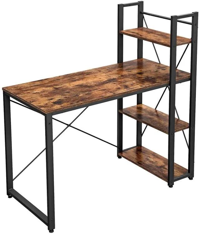 modernHOME Dřevěný loftový psací stůl s policemi model_2024_1