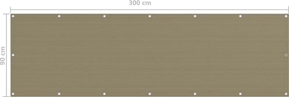 Balkonová zástěna taupe 90 x 300 cm HDPE 310960