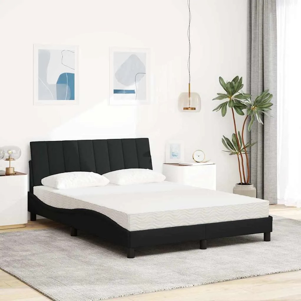 Postel s matrací Hanko černá 140 x 190 cm textil 3310526
