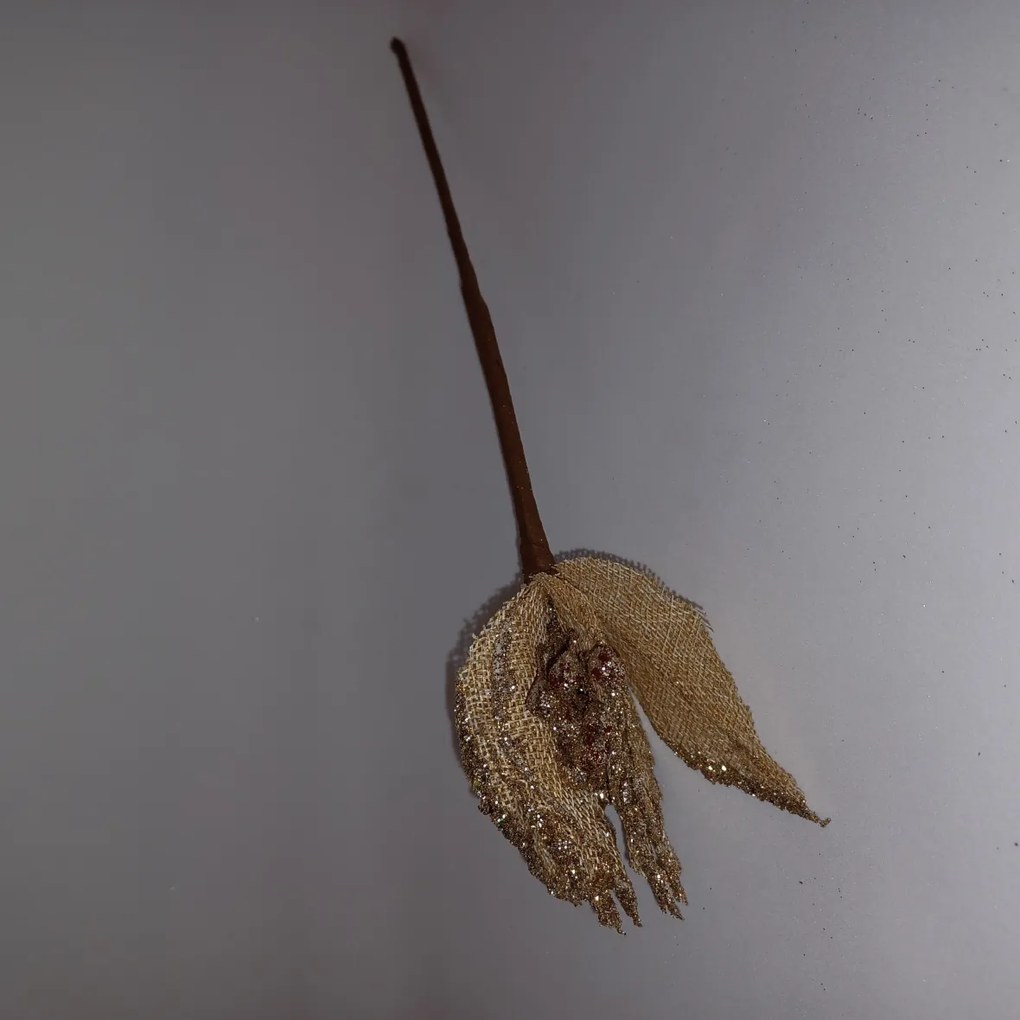 Dekorace umělý květ, 20 cm, šampaň
