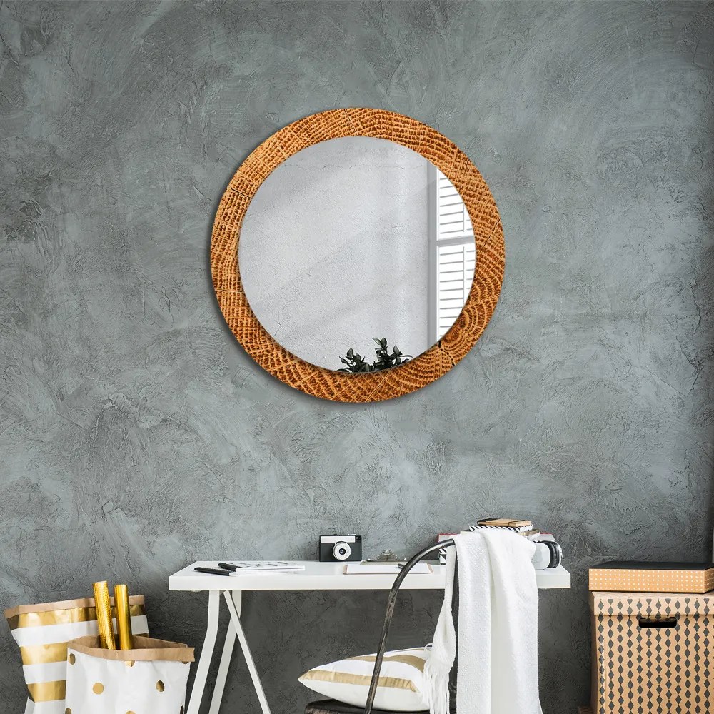 Kulaté dekorativní zrcadlo Dubové dřevo fi 70 cm