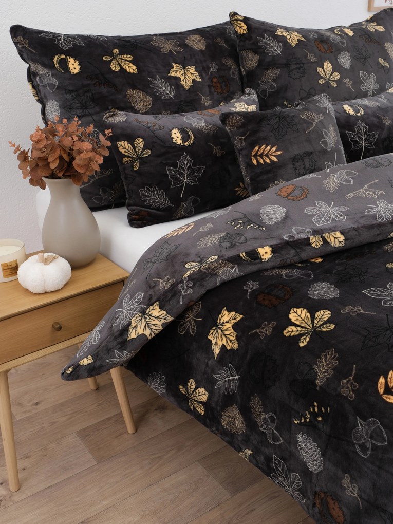 MK Lůžkoviny Prodloužené mikroplyšové povlečení Exclusive - Podzimní elegance 140 × 220 cm, 70 x 90 cm
