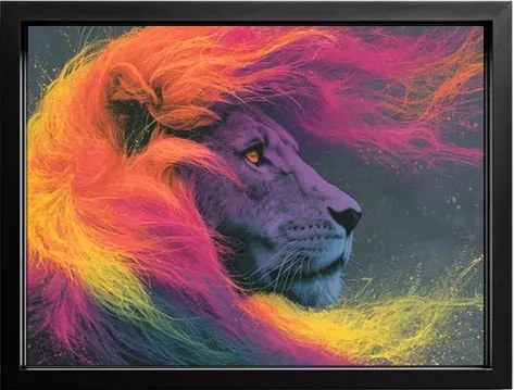 Král barevné savany - obraz - Neonový lev v záři barev 83 - 50 x 70 cm - 649 Kč