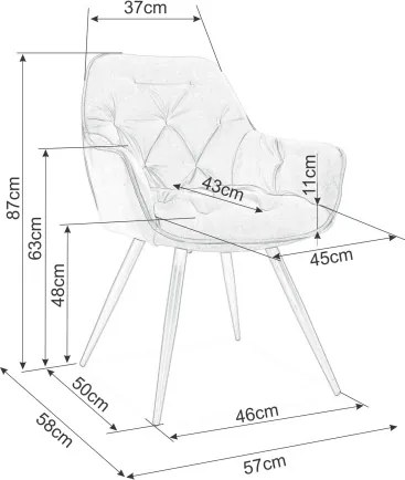 Jídelní čalouněná židle CHERRY velvet modrá/černá