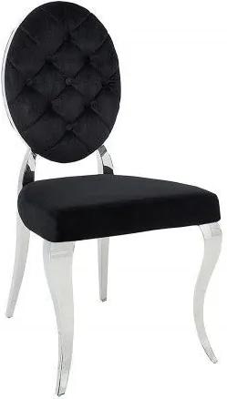 Deflee židle MODERN BAROCCO BLACK III ZDL37354samet, ušlechtilá ocel  50 cm x 95 cm x 60 cm