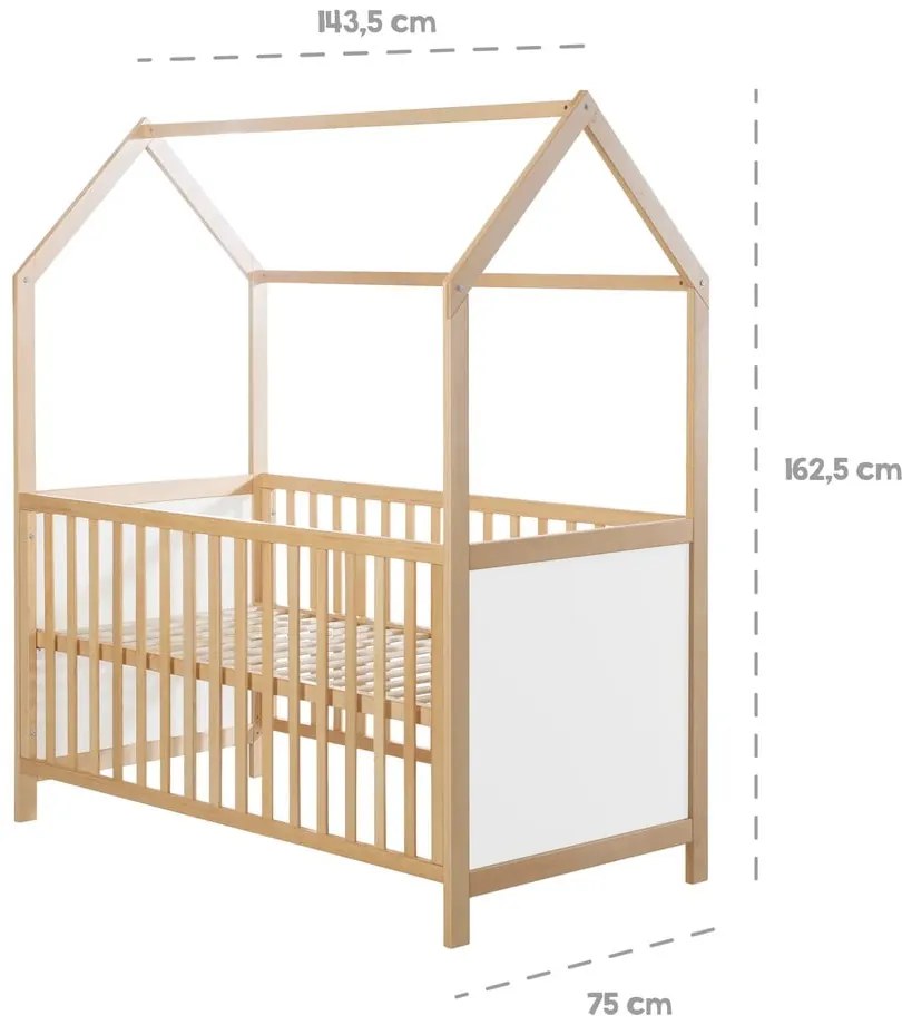 Postýlka v bílo-přírodní barvě 70x140 cm – Roba